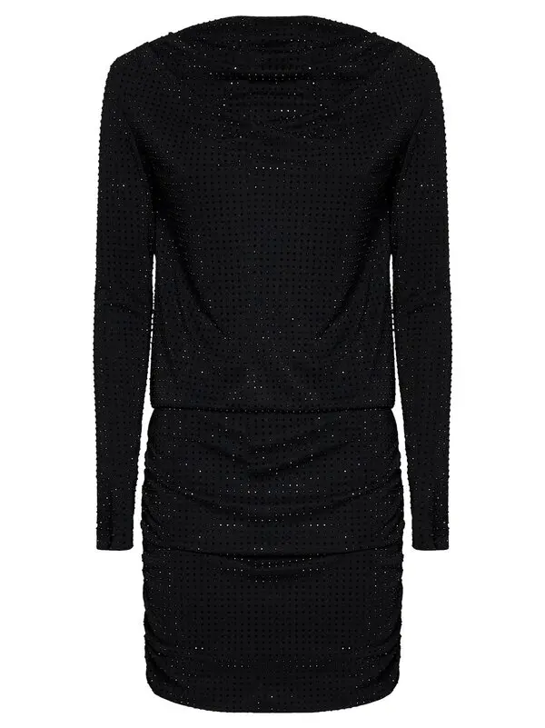 Versace Long Sleeve Draped Back Mini Dress - Black