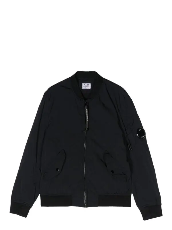C.P. COMPANY Logo-patch Zip-up Bomber Jacket - Black