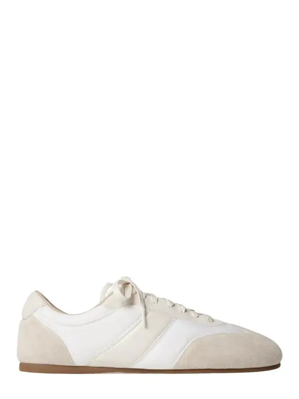 LEMAIRE Low Top Lace Up Sneakers In Nappa Suede And Nylon - White