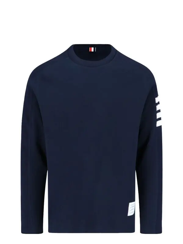 Thom Browne 4-bar Striped Crewneck Sweatshirt - Navy Blue
