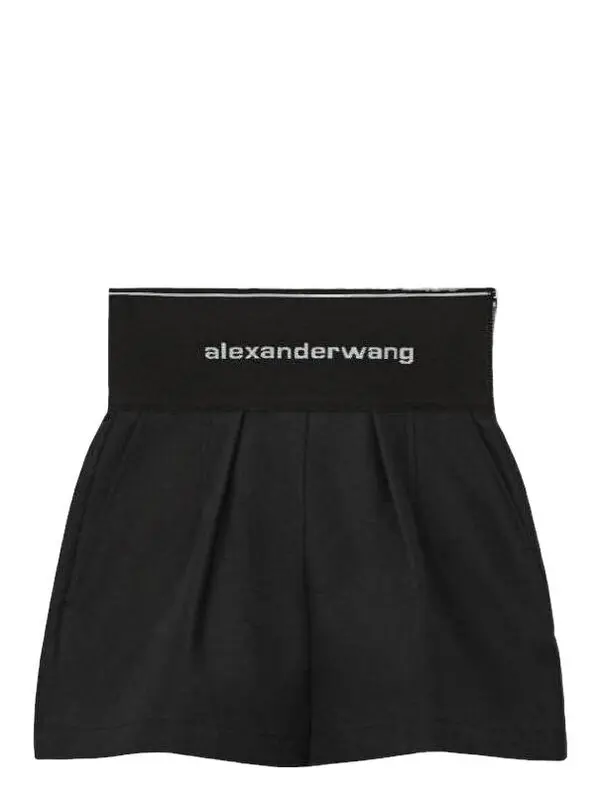 Alexander Wang Logo Waistband High-waist Shorts - Black