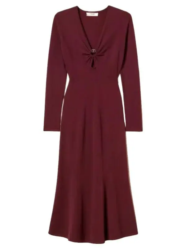 TWINSET Oval T Knitted Midi Dress - Red