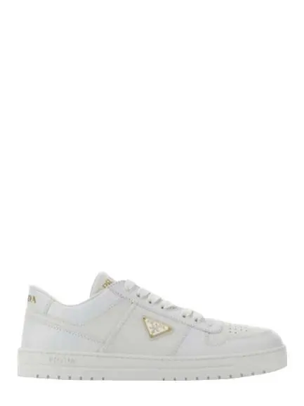 Prada Downtown Triangle Logo Sneakers - White