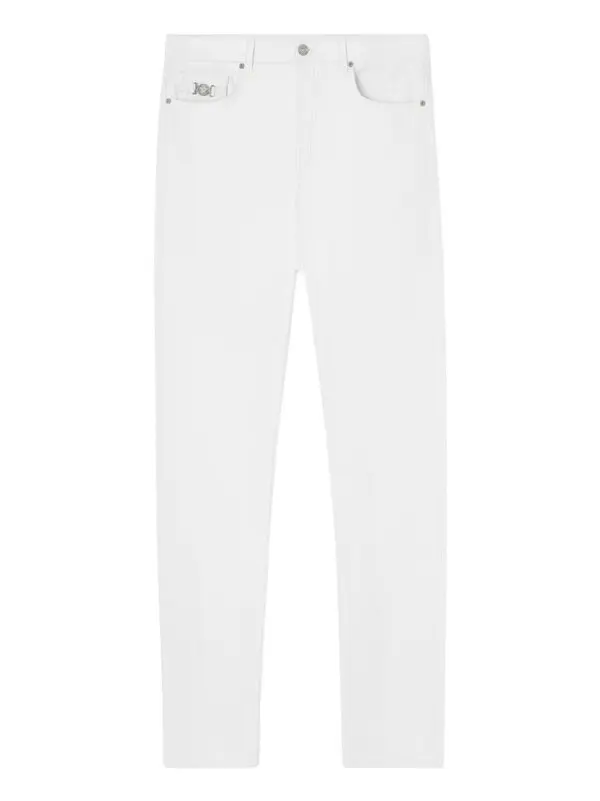 Versace Logo-patch Straight-leg Jeans - White