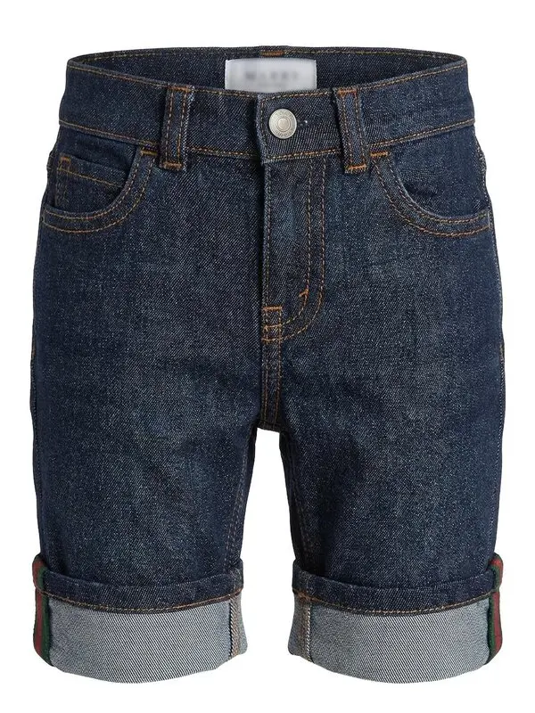 Gucci Web-stripe Cuffed Jeans - Dark Blue