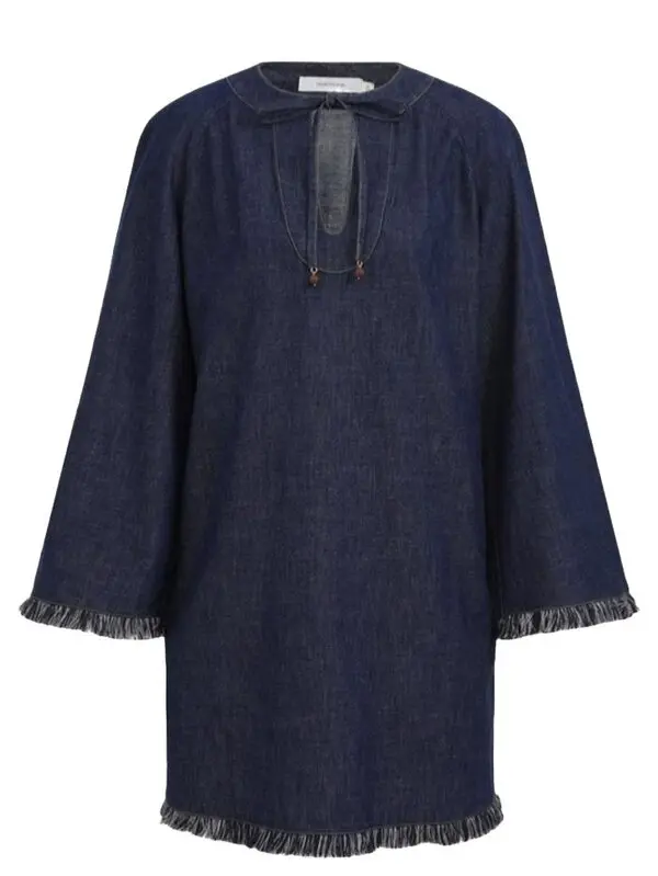 Zimmermann Rhiannon Frayed-hem Denim Dress - Black