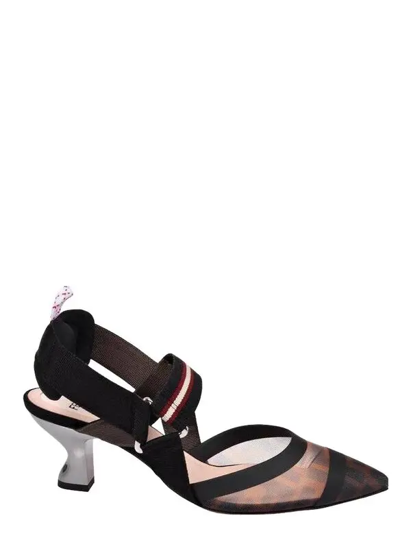 Fendi Colibrì Mesh Leather Stitching Pumps - Black