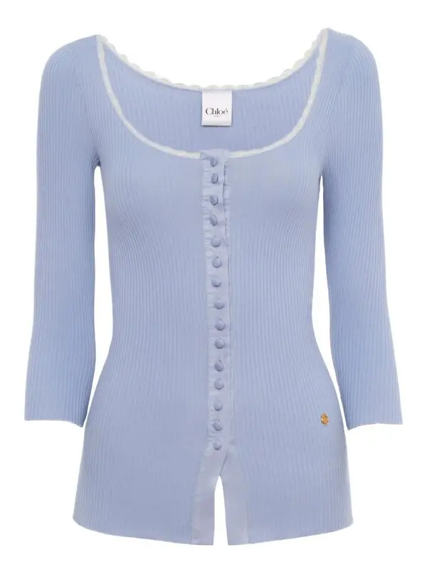 Chloé Lace-trimmed Button-front Cardigan - Blue