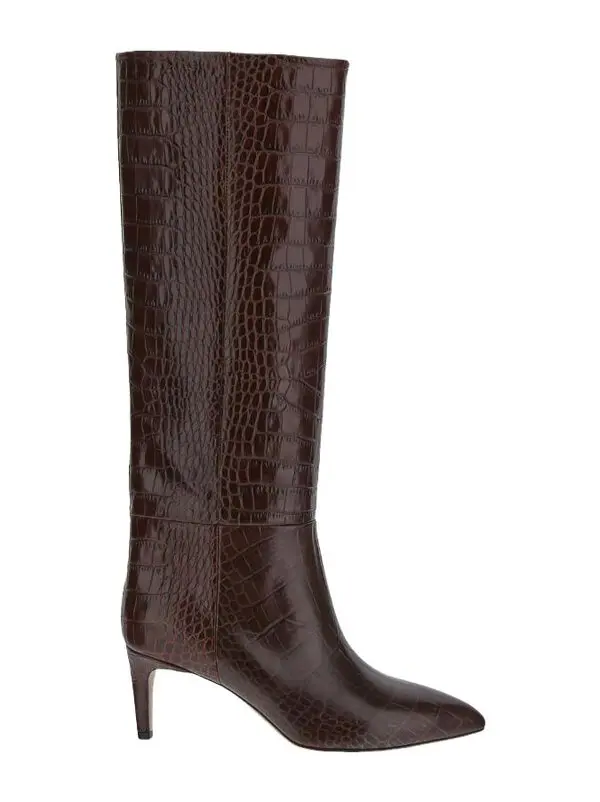 Paris Texas Pointed Toe Mid Heeled Boots - Brown