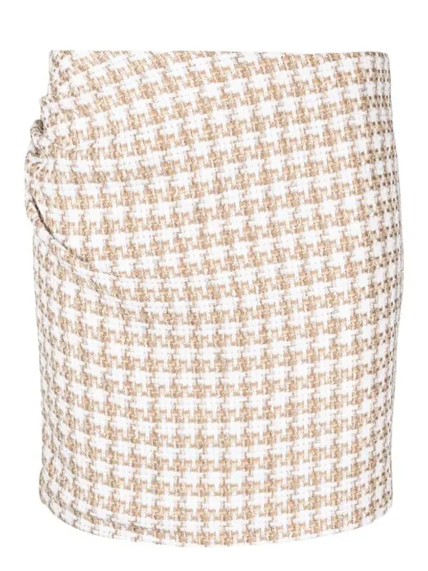 IRO PARIS Emblem Houndstooth Ruched Skirt - White