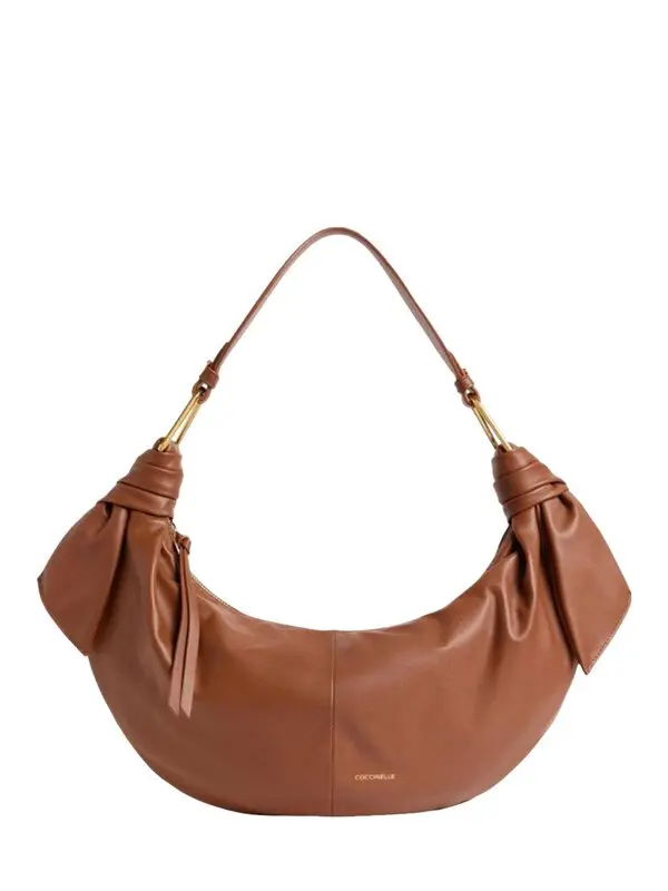 COCCINELLE Furoshiki Large Shoulder Bag - Cognac Color