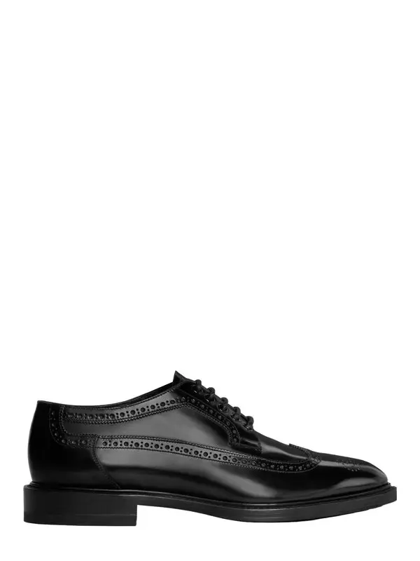 Celine Donavan Derby Brogues In Polished Bull - Black