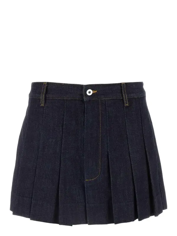 Bottega Veneta Pleated Denim Mini Skirt - Indigo