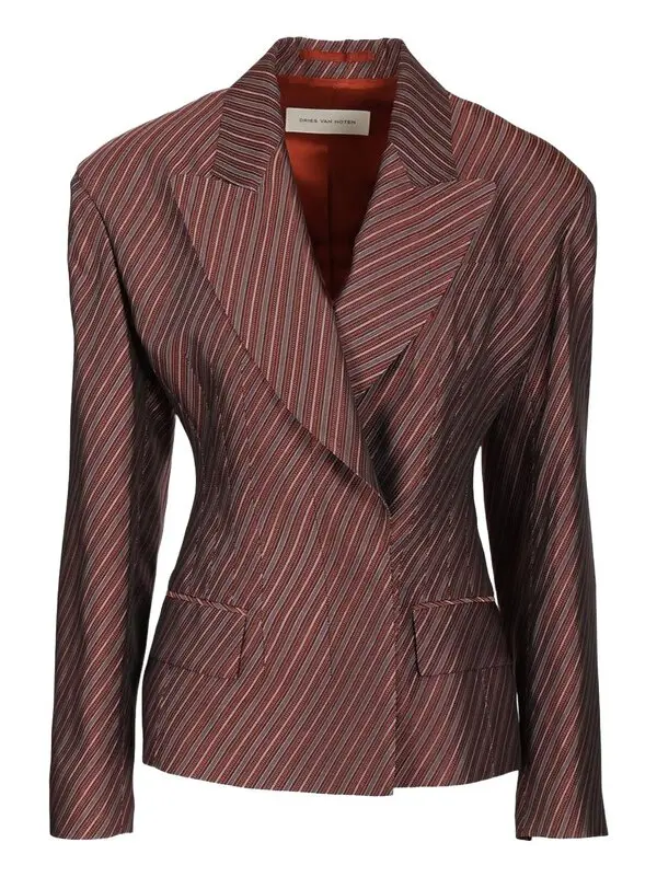 Dries Van Noten Striped Fitted Blazer - Red