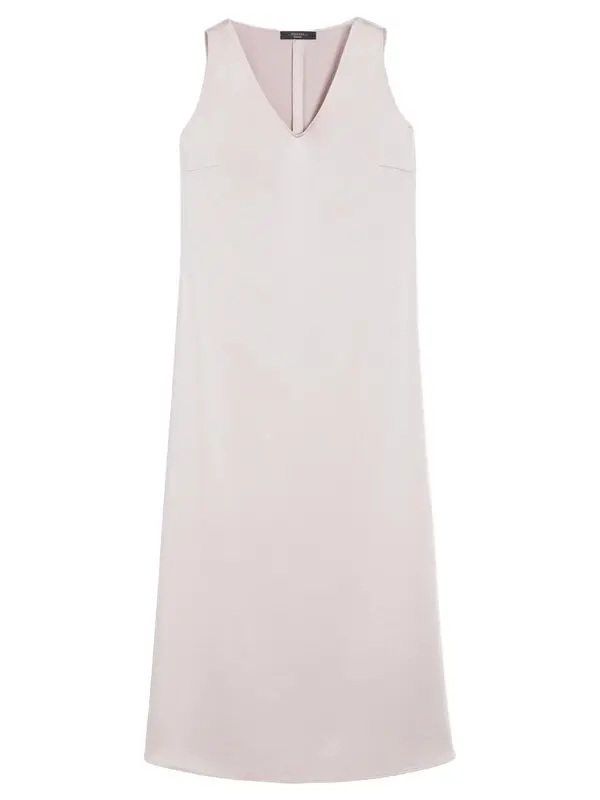 Max Mara V-neck Sleeveless Satin Maxi Dress - White
