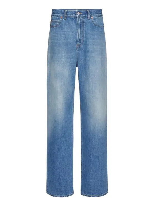 Valentino Garavani Archive 1985 Print Washed Denim Jeans - Blue