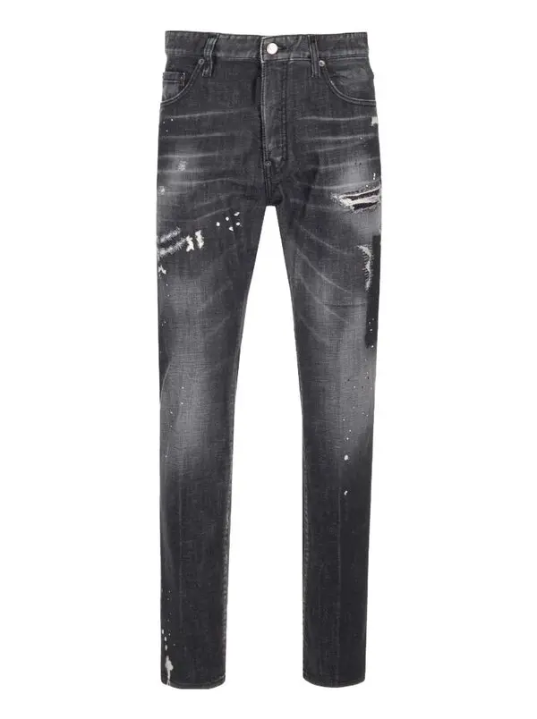 Dsquared2 Straight Leg Distressed Jeans - Black