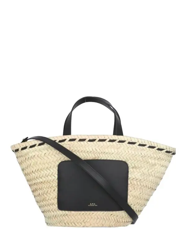 A.p.c. Patchwork Straw Tote Bag - Nude