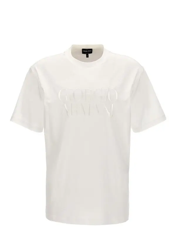 Giorgio Armani Logo Embroidered Crewneck T-shirt - White