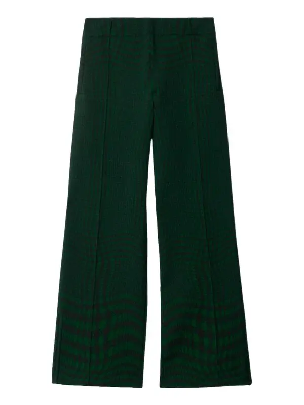 Burberry Houndstooth Pattern Wide-leg Trousers - Black