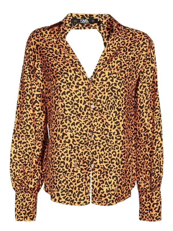 Karl Lagerfeld Leopard-print Silk Blouse - Brown