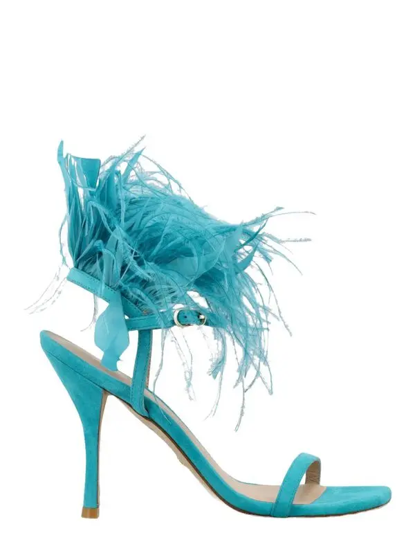 STUART WEITZMAN High-heeled Sandals With Feather Detailing - Green