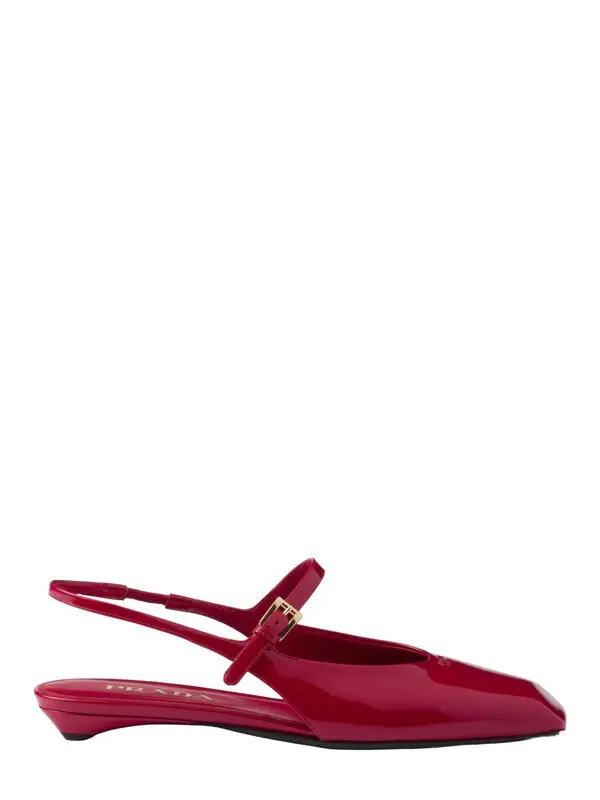 Prada Patent Leather Slingback Ballerinas - Cherry Red