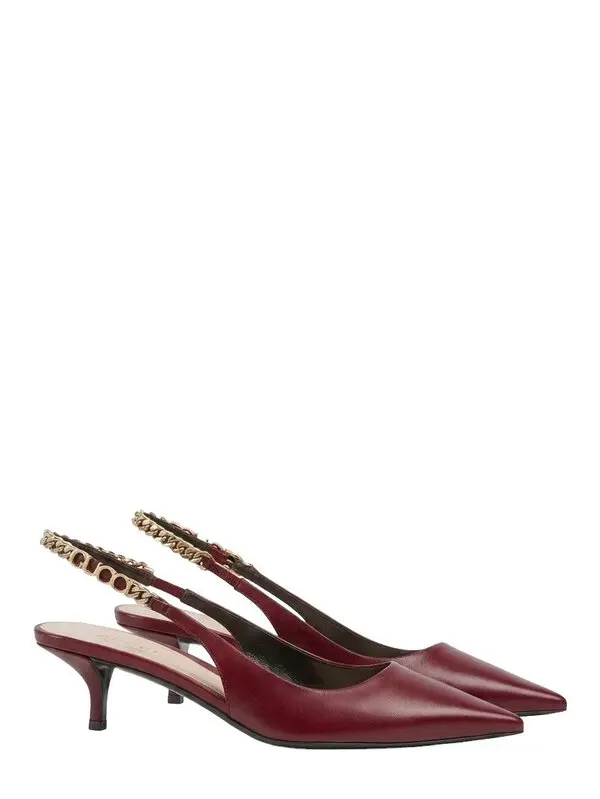 Gucci Signoria Logo Plaque Slingback Pumps - Deep Red