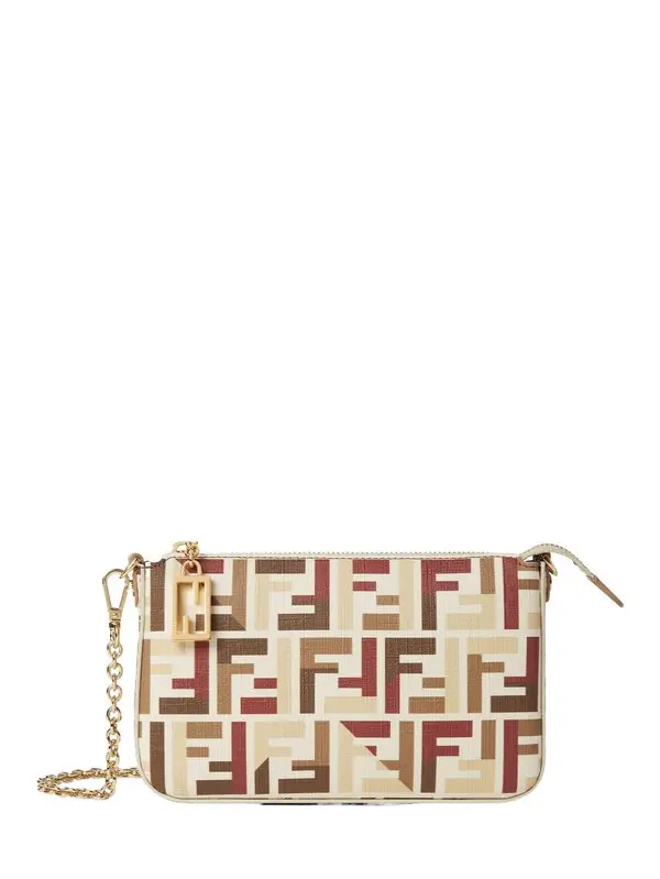 Fendi Baguette Pouch With Chain In Multi Ff Fabric - Color