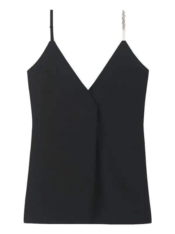 Givenchy Sleeveless V-neck Top With Chain Detail - Black