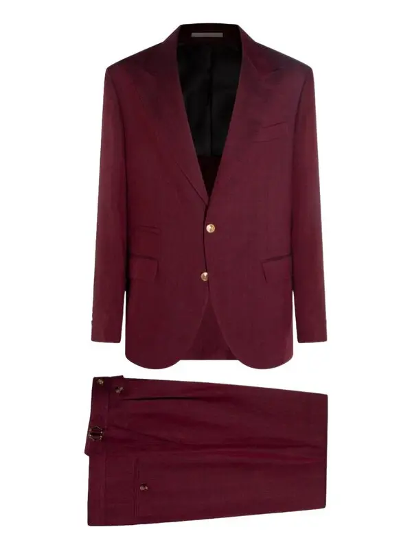 Brunello Cucinelli Red Single-breasted Suit - Brown