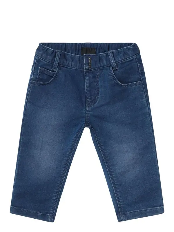 Givenchy Elastic Waist Straight Cut Jeans With Logo Detail - Blue