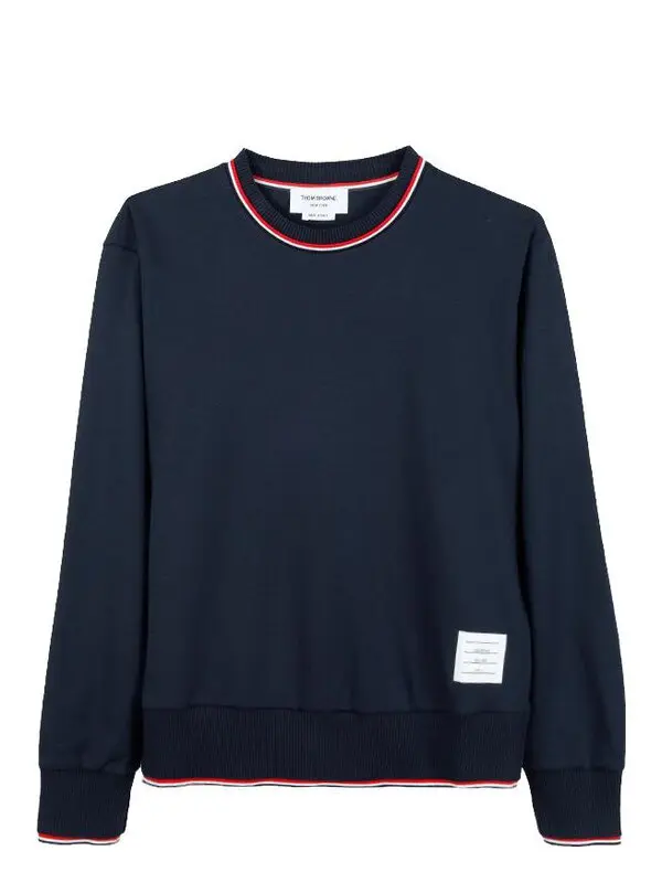 Thom Browne Long-sleeved Crewneck Sweater - Navy Blue