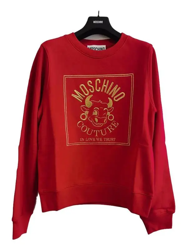 Moschino Embroidered Crew Neck Sweater - Red