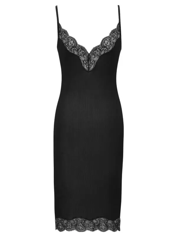 Saint Laurent Lace Slip Dress - Black