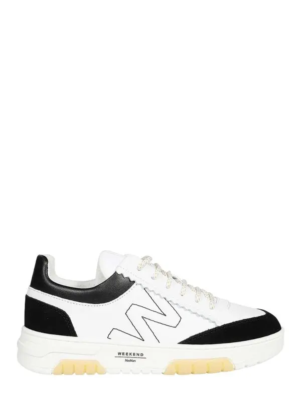 Max Mara Orlaya Leather Logo-detail Sneakers - White