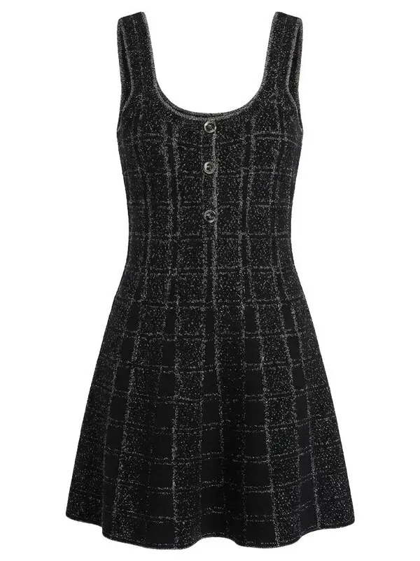 Gucci Lamé Check Jacquard Dress - Black And Silver