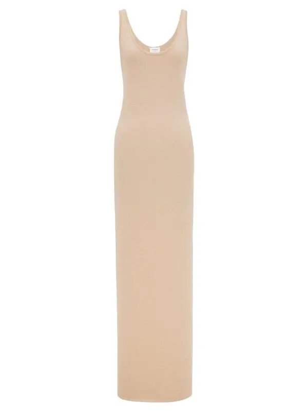 Saint Laurent Long Lurex Knit Dress - Nude