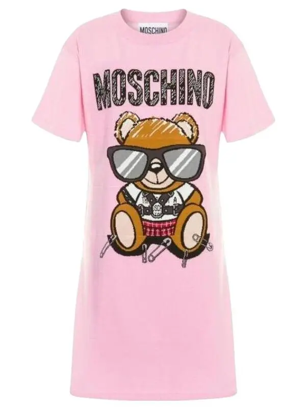 Moschino Teddy Bear Knitted Dress - Pink
