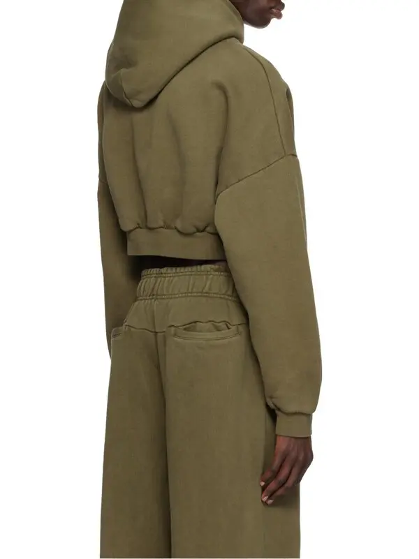 ENTIRE STUDIOS Cropped Heavy Hoodie - Khaki