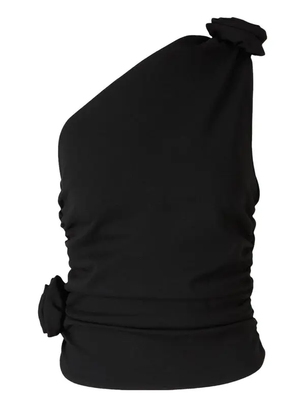 Magda Butrym One-shoulder Rose Embellished Top - Black