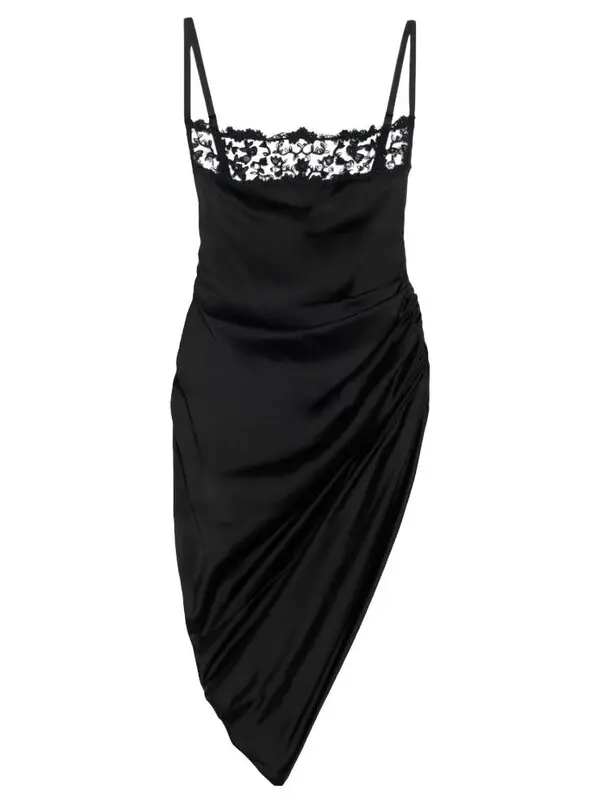 Jacquemus Asymmetric Lace Lingerie Dress - Black