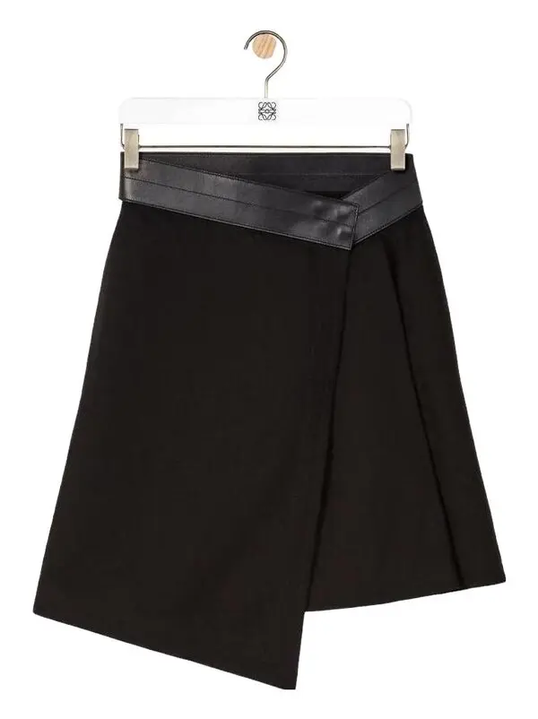 Loewe High Waist Belted Asymmetrical Skirt - Black