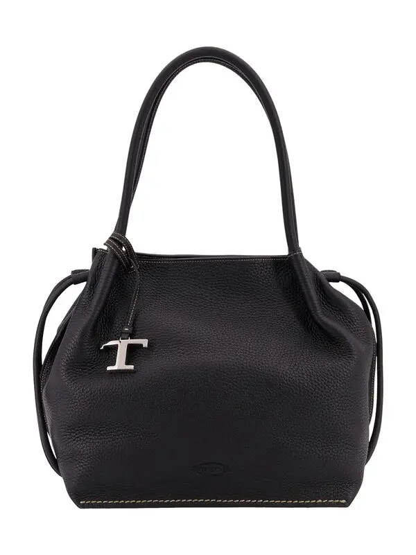 TOD'S Logo Detailed Shoulder Bag - Black