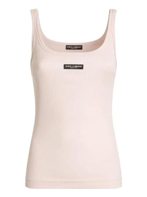 Dolce & Gabbana Sleeveless Logo Patch Jersey Top - Pink