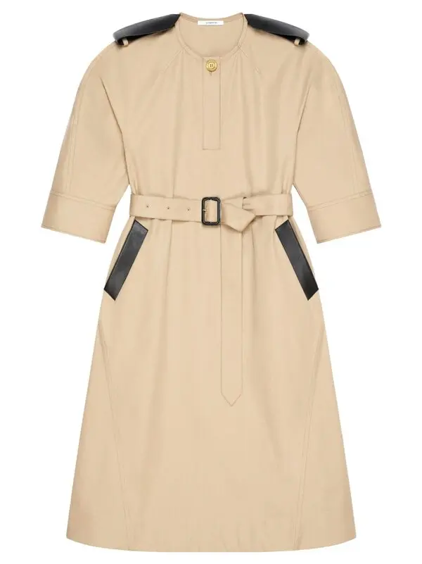 Givenchy Cotton Dress With Leather Details - Light Brown