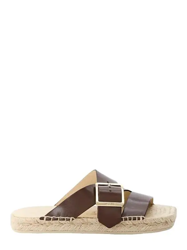 Loewe Petal Espadrille Slide In Vegetable-tanned Calfskin - Brown