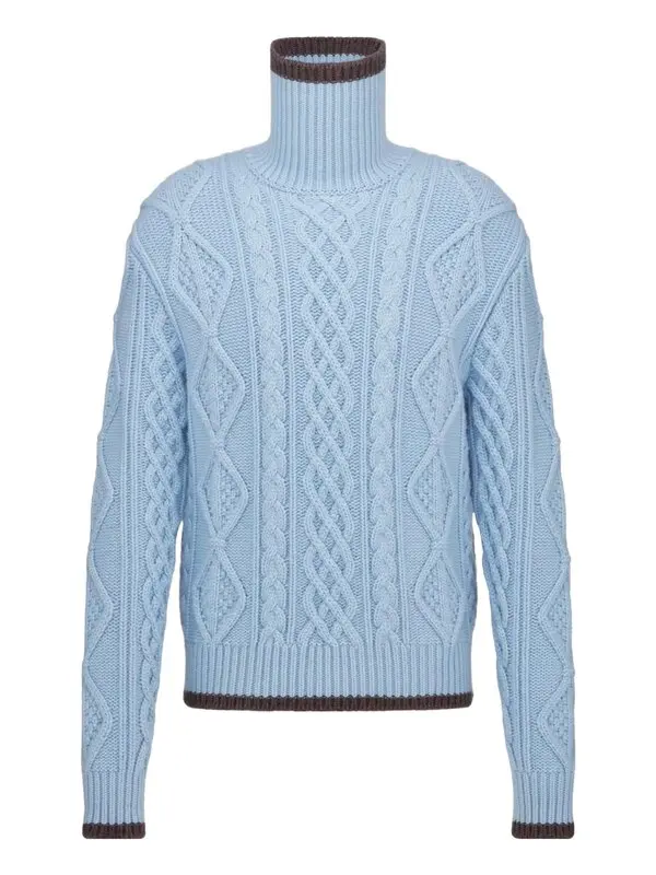 Dior Cd Diamond Twisted Knit Turtleneck Sweater - Blue