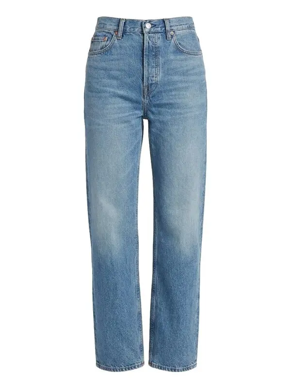 Gucci Logo Patch Straight-leg Jeans - Light Blue