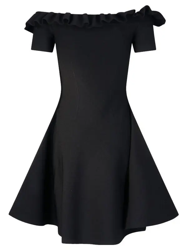 Alexander McQueen Off-shoulder Ruffled Mini Dress - Black